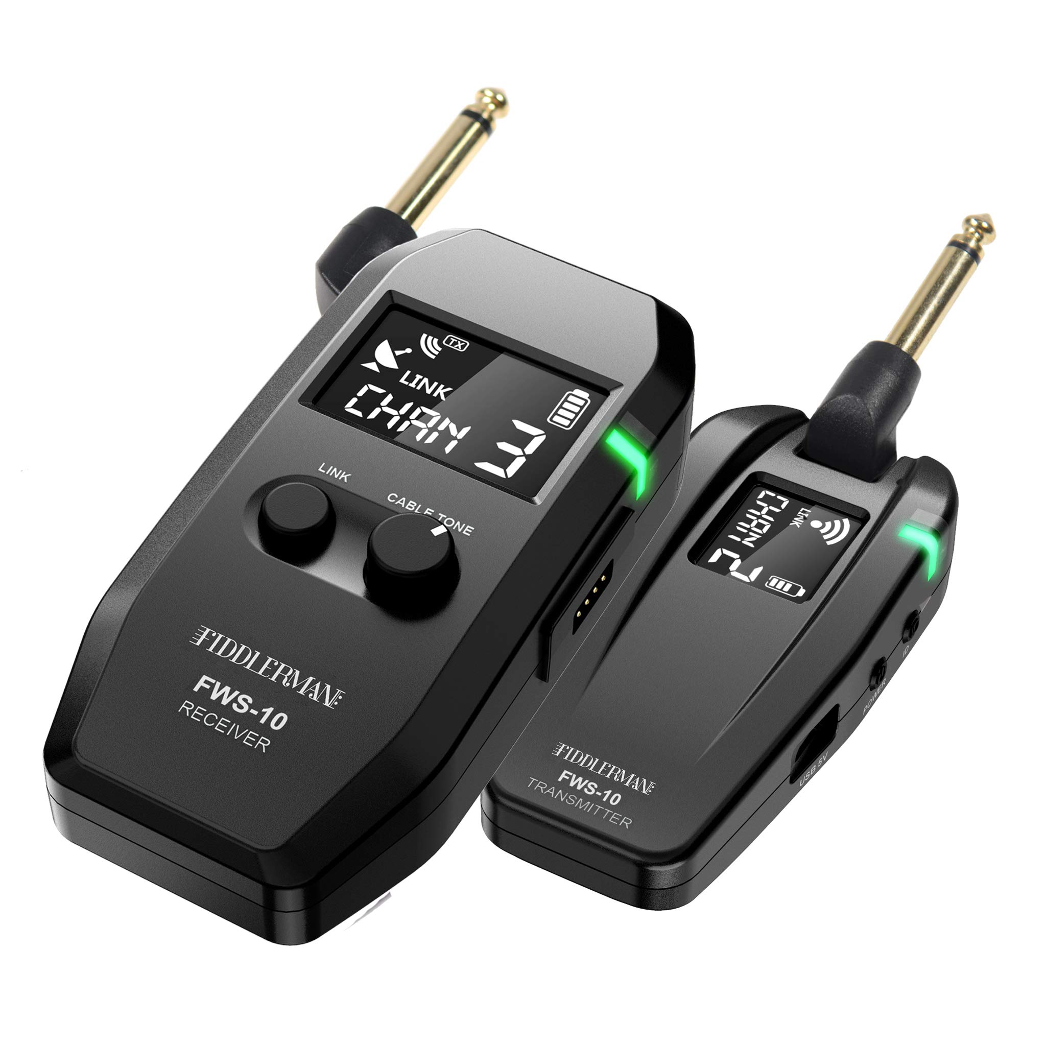 Fiddlerman Wireless Instrument Audio Transmitter and Receiver System With Rechargeable Built-in Lithium Batteries FWS-10