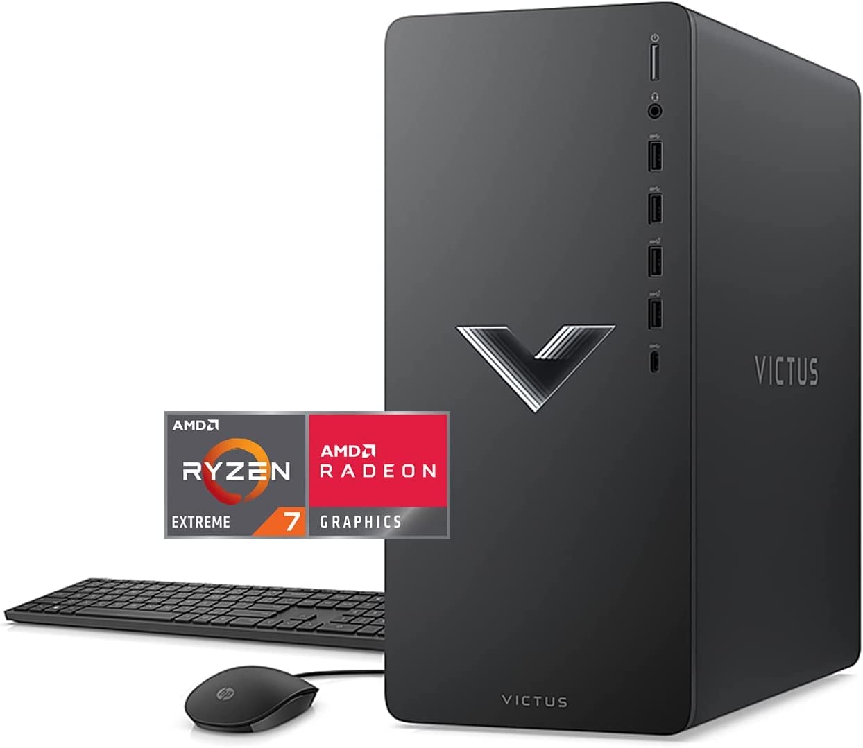 HP Victus Gaming Desktop, AMD Ryzen 7-5700G Processor, Radeon RX 6600XT 8GB Graphics(Outperforms RTX 3060), 32GB RAM, 512GB PCIe SSD+1TB HDD, Wi-Fi 6, HDMI, 3X DisplayPort, Win11, Black