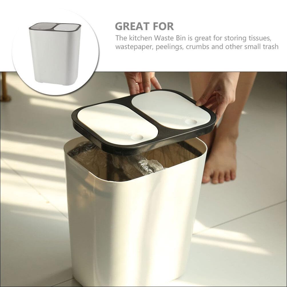 MAGICLULU Dual Trash Can Dry and Wet Separation Trash Can Plastic Garbage Can with Lid Kitchen Sorting Trash Can 2 Compartments Garbage Waste Can Dustbin Rubbish Box 15L