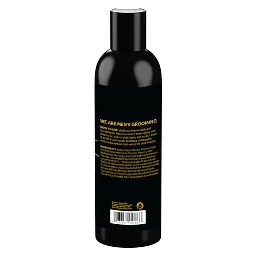 Detroit Grooming Co. Beard Conditioner for Men with Argan Oi l& Cocoa Seed Butter - Softener, Detangler, Hydrating Conditioner & Face Moisturizer-Toasted Vanilla and Amber - 313-8oz
