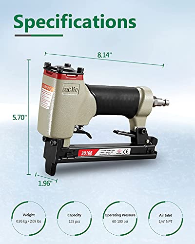 meite 8016B Upholstery Stapler-21 Gauge 1/2-Inch Crown 1/4-Inch to 5/8-Inch Pneumatic Fine Wire Stapler