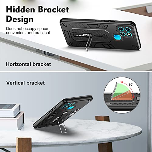 Phone Case Case Compatible with Infinix Smart 6 2021/X6511B /X6511/X6511E Case Heavy Duty Shock Absorption Full Body Protective Case TPU Rubber and Hard PC Phone Case Cover with Retractable hand strap