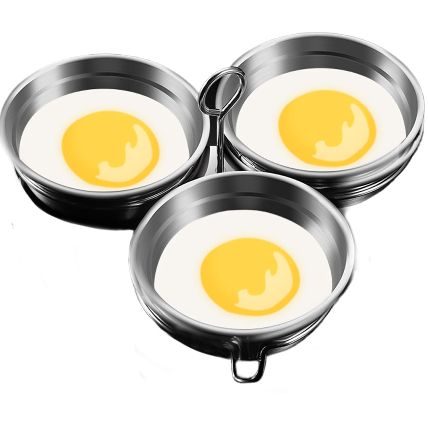 KDAMGOQE Stainless Steel Egg Poacher, 3-Cup Poached Egg Cooker with Rack and Anti-Scalding Handle for Microwave Oven Stovetop, Round Poached Egg Cooker