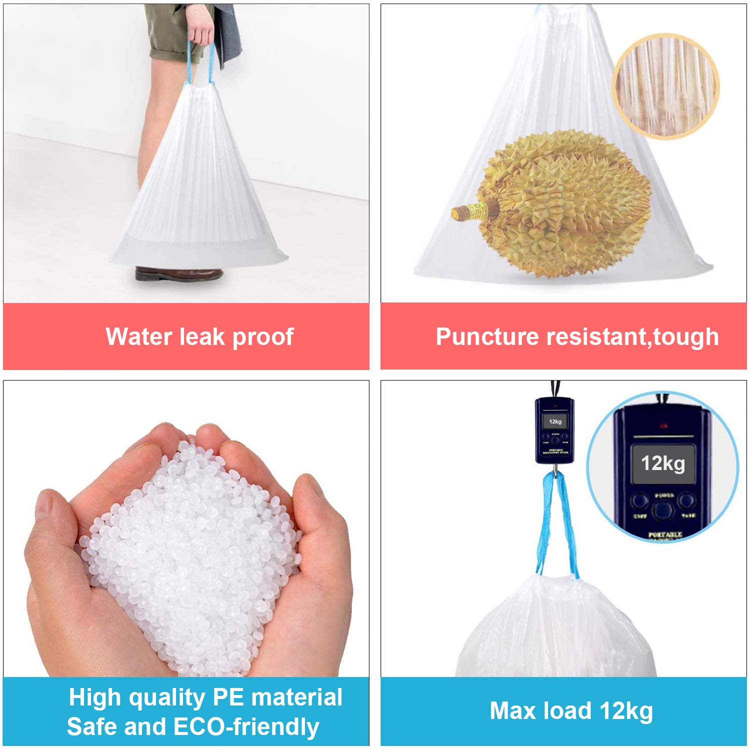 Drawstring Trash Bag,2.6 Gallon Small Tash Bags Super Thicken Plastic Garbage Bags Wastebasket Bin Liners Bags for Bathroom,Bedroom,Office,Car,Kitchen and Home