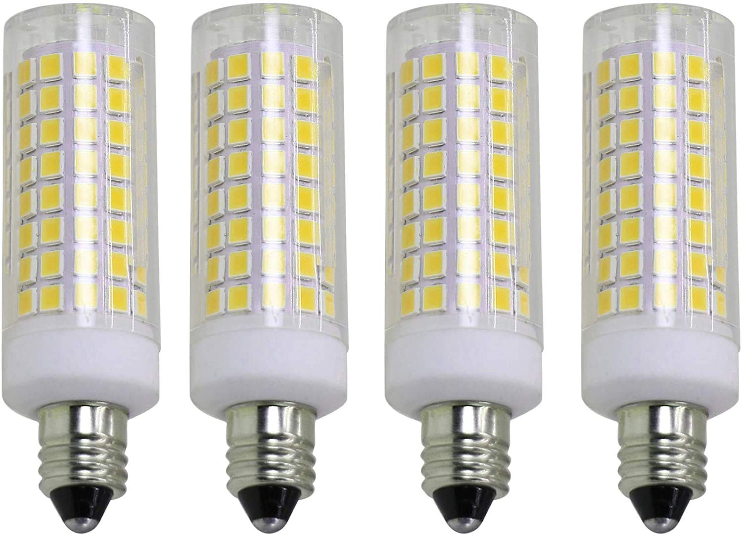 E11 LED Bulb,Dimmable, 100W Halogen Bulbs Equivalent, JD E11 Mini Candelabra Base, AC110V120V 130V, 6000K Daylight White for Chandeliers Ceiling Fan Light, Pack of 4