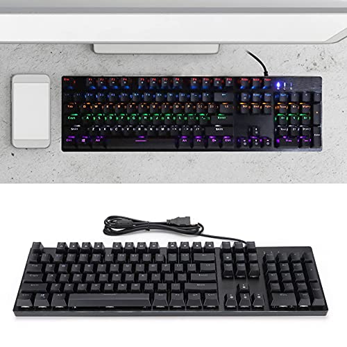 GOSHYDA Mechanical Gaming Keyboard,Durable 104 Key K550 RGB USB Mechanical Green Shaft Keyboard with Color Mixed Button Backlight,for Win System