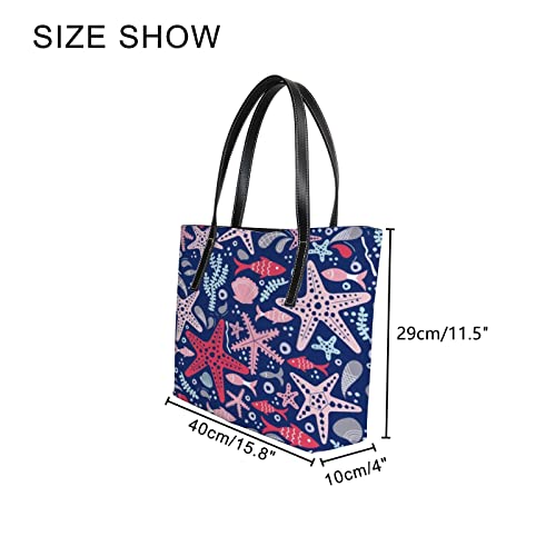 Fashionable women's handbag tote bag, Marine Positive Topicprinted shoulder bag is light and durable