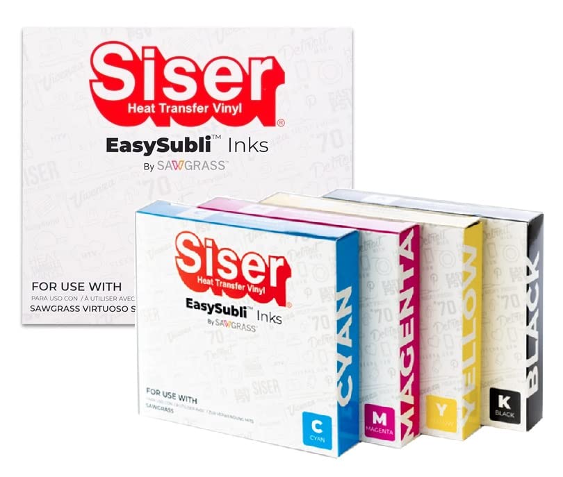 Sawgrass Easysubli SG500 Ink Set for Siser Users - Bundle with SG500 Printer DUST Cover (Cyan Yellow Magenta Black)