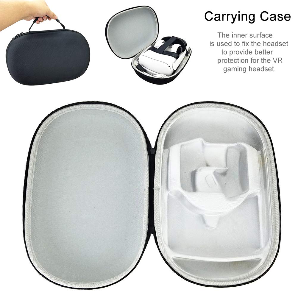 EKDJKK Large Capacity Gaming Carrying Case for Oculus Quest 2, Crush Resistant, Anti-Shock, Portable Protection, Hard EVA Carry Case with Strap, VR Headset Accessories