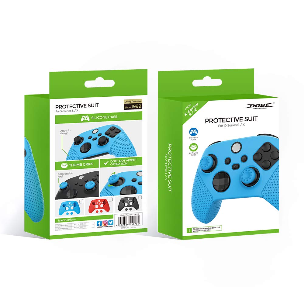 ECHZOVE Xbox Series X/S Controller Silicone Cover Case, Rubber Skin for Xbox Series X/S Controller with Thumb Grips - Blue