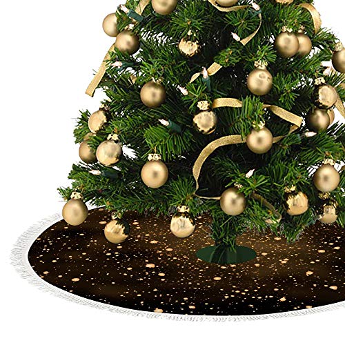 Dream Bay Christmas Tree Skirt,Golden Sparkling Christmas Tree Mat for Xmas Party Decoration 30x30 Inches