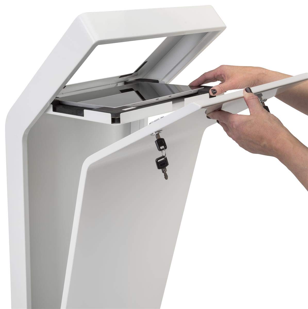 Displays2go 12.9 Inch Tablet Kiosk Stands with Locking Enclosure β (IPGRAND12WH)