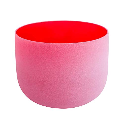 ENERGYSOUND 432Hz Perfect Pitch C Root Chakra Red Colored Frosted Quartz Crystal Singing Bowl 12 inch mallet and o-ring included