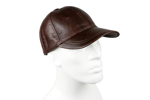 HATSQUARE Genuine Leather Baseball Cap Adjustable Soft Feel Dad Plain Hat Stylish Classic for Women Men Unisex (Darkbrown)