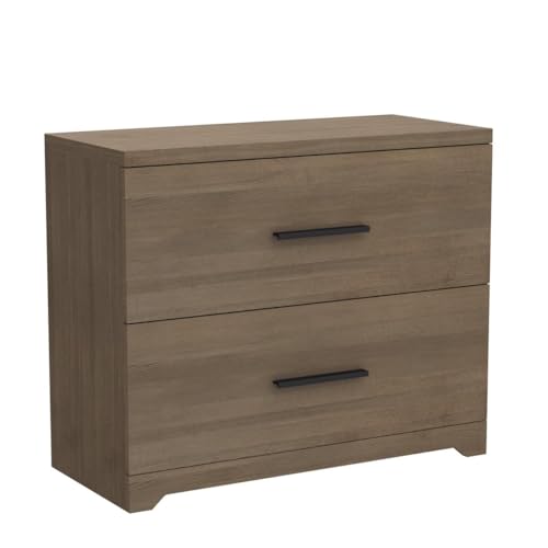 DEVAISE 2 Drawer Wood Lateral File Cabinet with Anti-tilt Mechanism, Storage Filing Cabinet for Home Office, Gray Oak