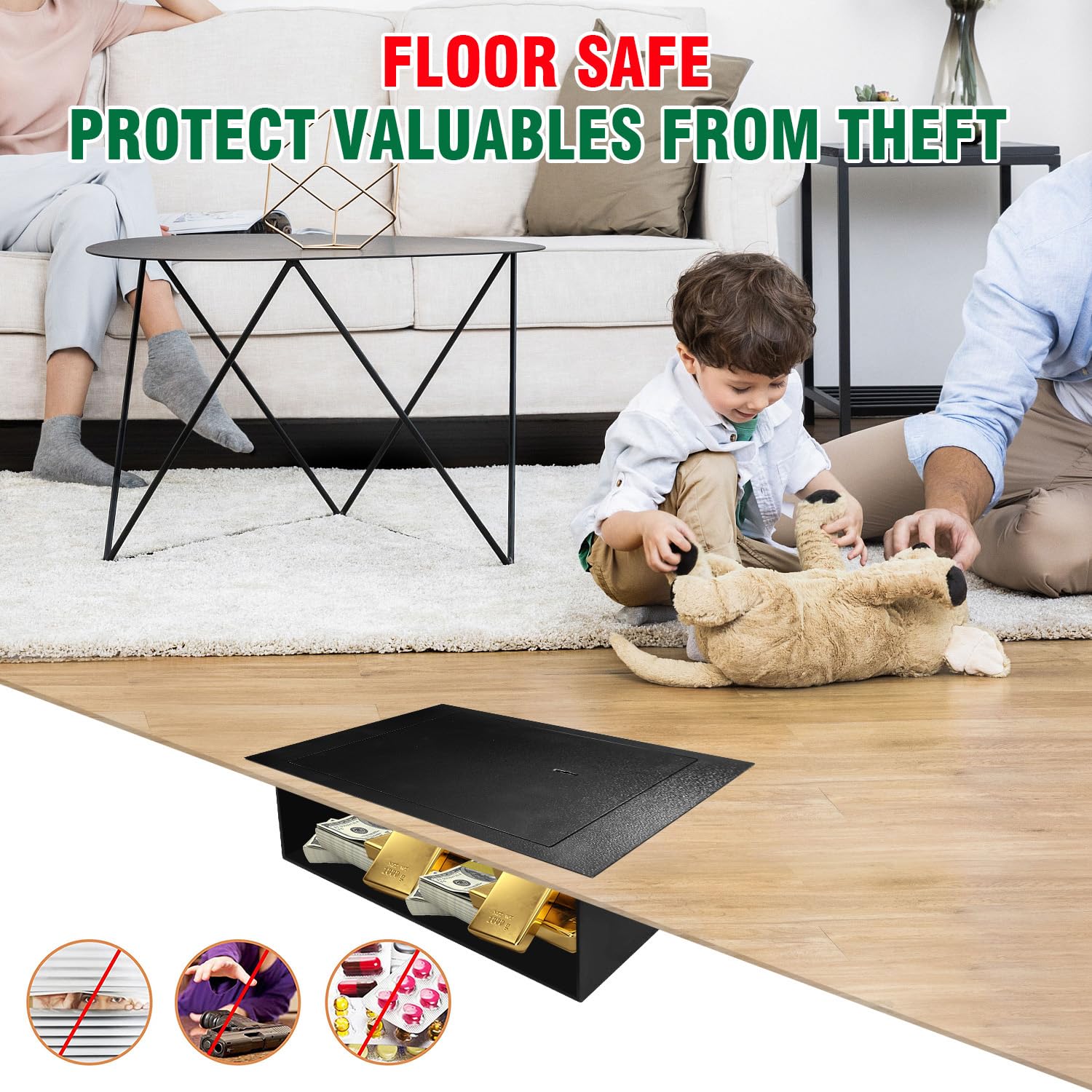 Retllas Safe Box for Home Documents Medicaments- Steel Security Medicine Cabinet Lock Box, Electronic Digital Keyboard Safety Box with Removable Shelf, Sensor Light, for Cash Jewelry Pharmacy Office