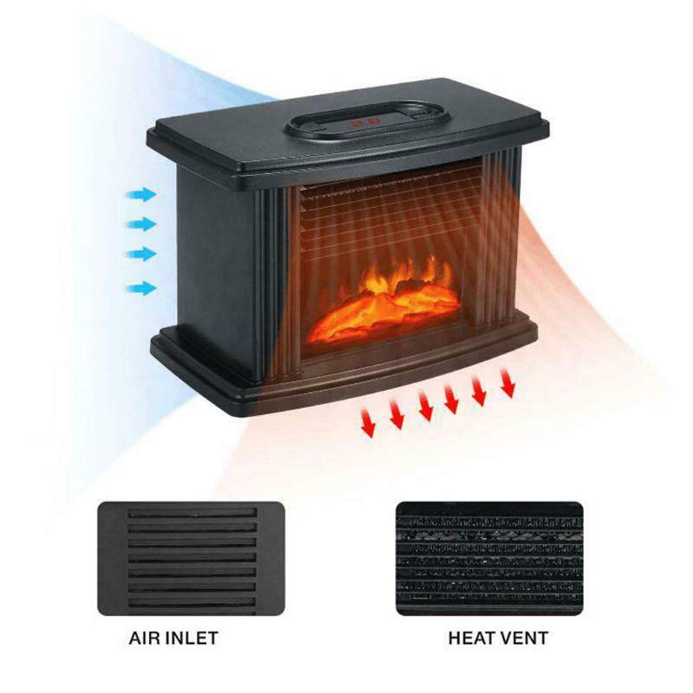 Electric Fireplace Stove, Mini Personal Portable Freestanding Fireplace Heater with Realistic Dancing Flame Effect for Home Office Living Room Bedroom Desktop
