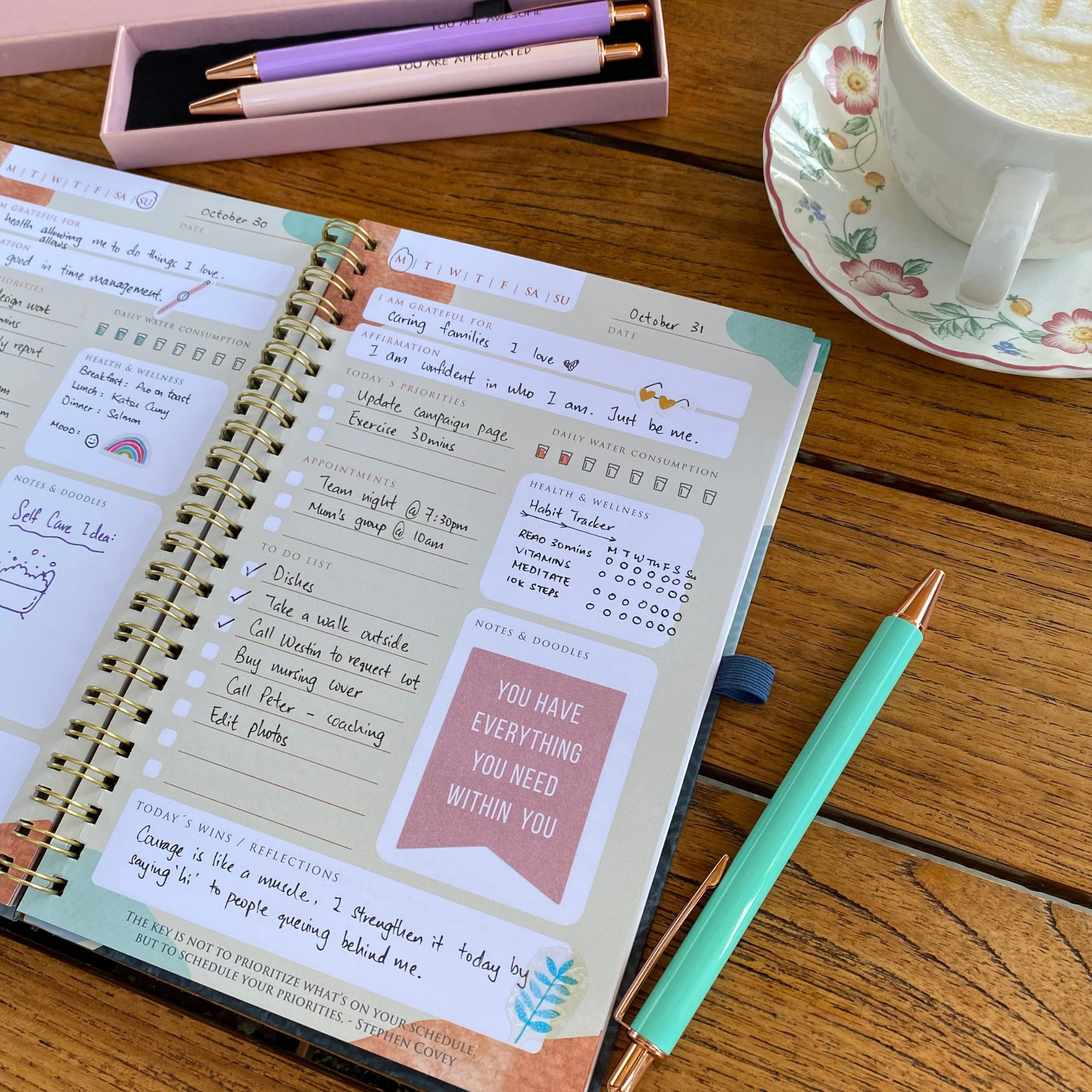 MESMOS Laptop Camera Cover Slide Cute Plants with Daily Planner Organizer to Do List Notebook