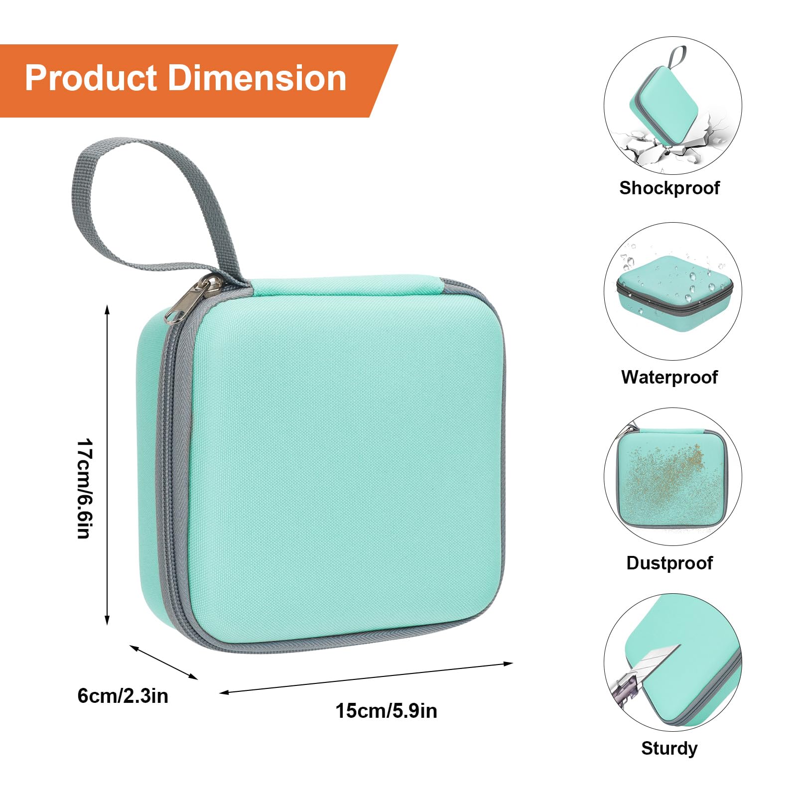HUIJUTCHEN Mini Printer Carrying Case Compatible with Phomemo M02/ T02/ M02S/M02 pro/Q30S/M02X Mini Photo Printer, Mini Thermal Printer Hard Travel Case with Zipper Mesh