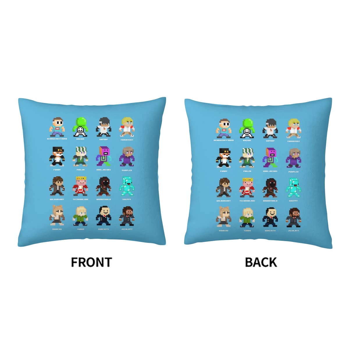 Dream SMP (Named) Velvet Throw Pillow Covers Sofa Pillowcase Car Square Throw Pillowcases Home Decoration Game 18in*18in