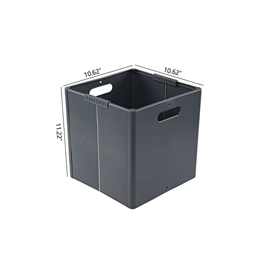 Esdiplot 4-Pack Foldable Cube Storage Bin, Collapsible Cube Organizer Bins, for Closet, Shelves, Offices, Toys, Vinyl Record, Gray