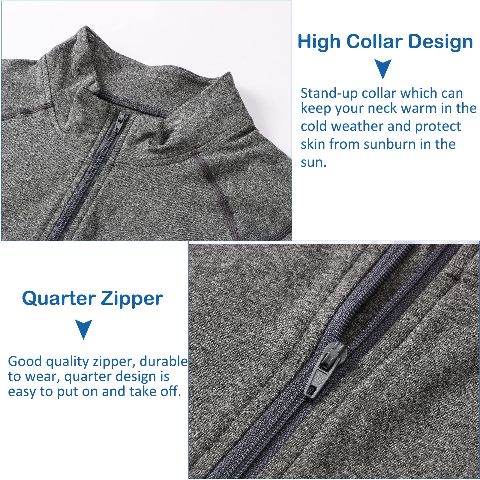 GAOQSEMG Mens Fleece Running Pullover,Men's Active Workout Athletic Thermal Shirts Long Sleeve Athletic Gym Golf Quarter Zip Tops Winter (Dark Grey,XL)
