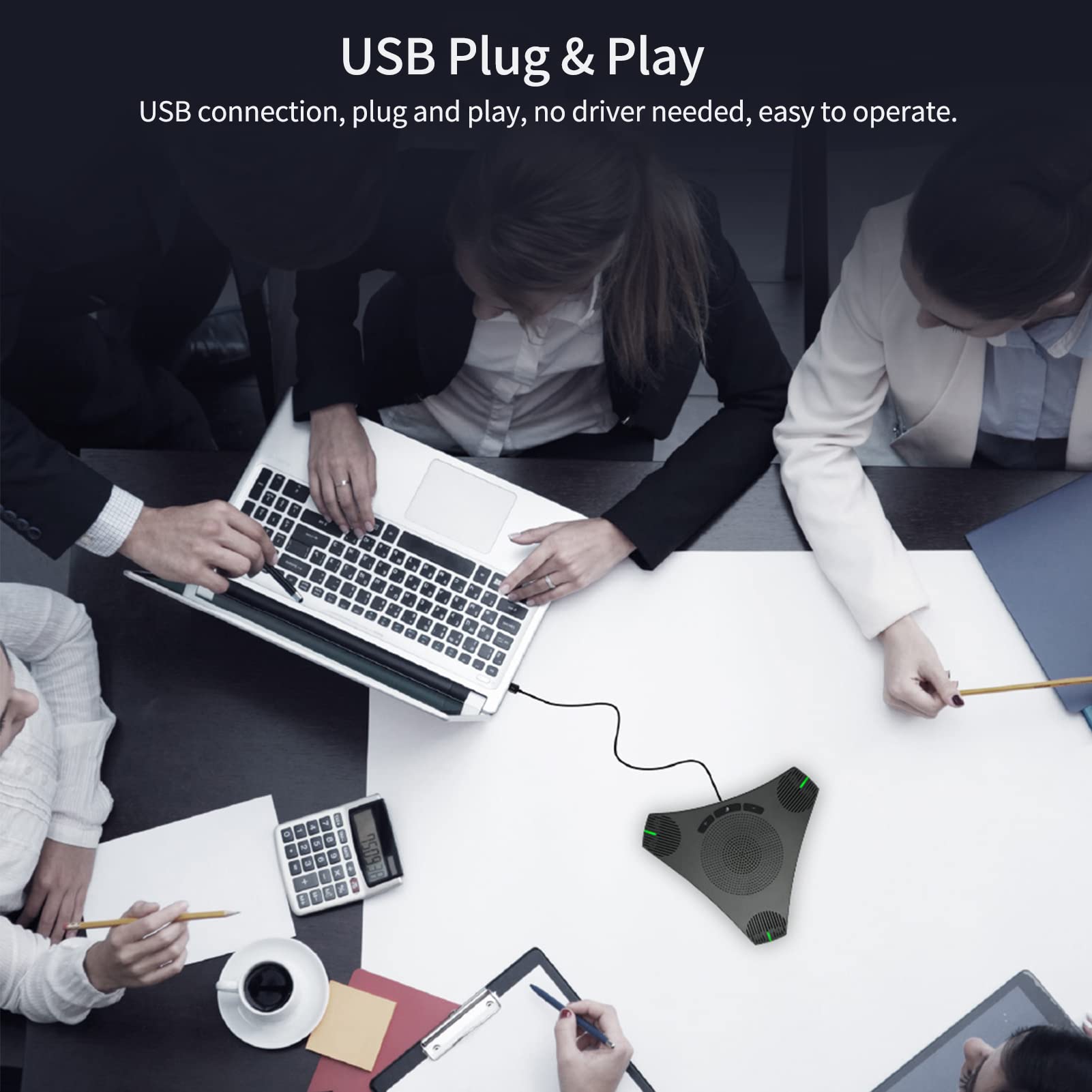 Geevorks USB Speakerphone Conference Microphone Omnidirectional Computer Mic 360° Voice Pickup with Mute Key for Skype/Video Conference/Online Course/Live Streaming/Gaming/Daily Chatting