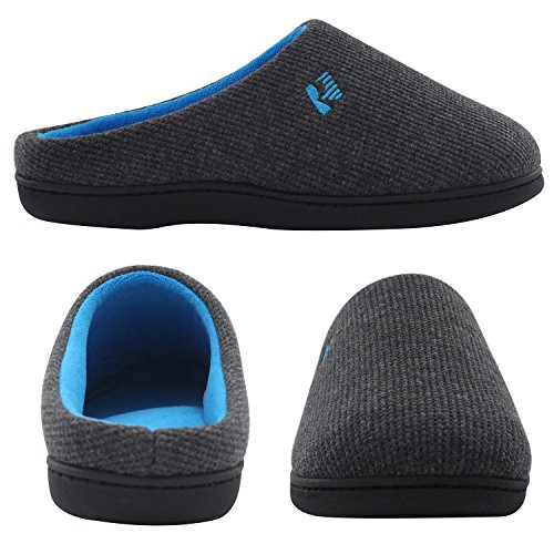 RockDove Men's Original Two-Tone Memory Foam Slipper, Size 10.5 US Men, Dark Gray/Blue