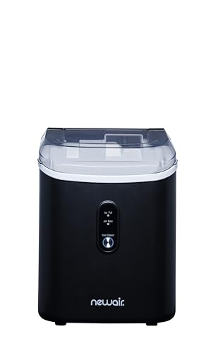 Newair Nugget Countertop Ice Maker Machine | 26 lbs. | Electric Sonic Ice Maker in Matte Black, Self-Cleaning Function, Refillable Water Tank, Perfect Canes Ice for Kitchens, Offices, Home Coffee Bars