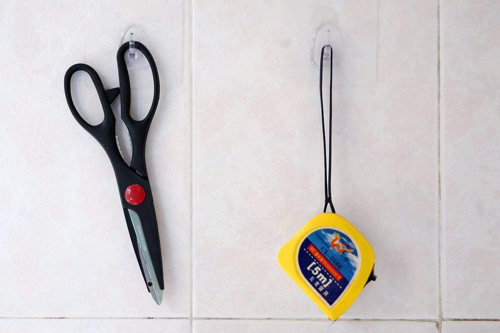 FIGO 10 Packs 15lB(Max) Seamless Small Wall Hooks Adhesive Transparent Seamless Hooks Very Creative, Practical Hook for the Drill-free Wall