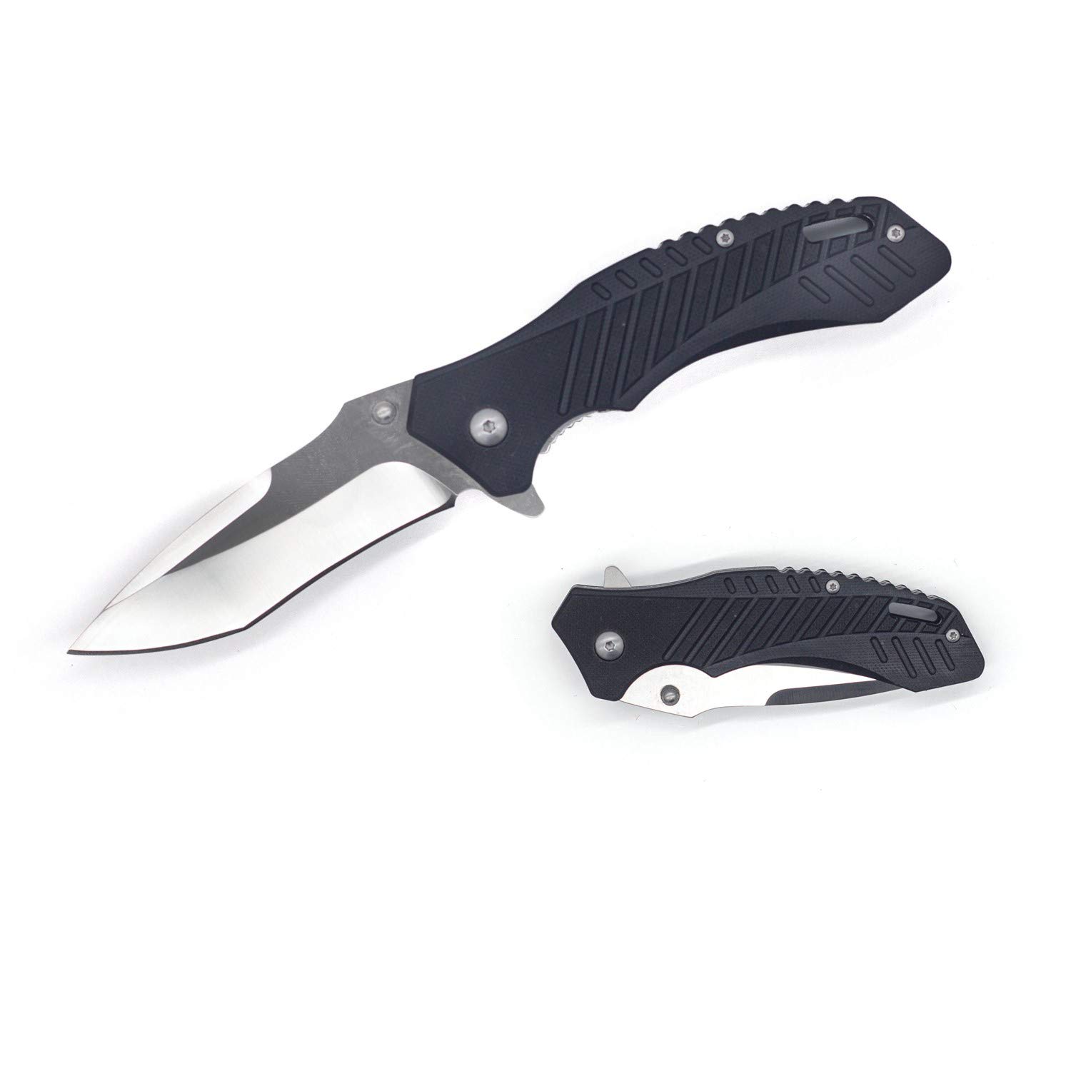 EDC Folding Pocket Knife, Tactial Hunting Knife with GF Handle and Hanging Hole, Outdoor Hunting Camping Acessories with Pocket Clip
