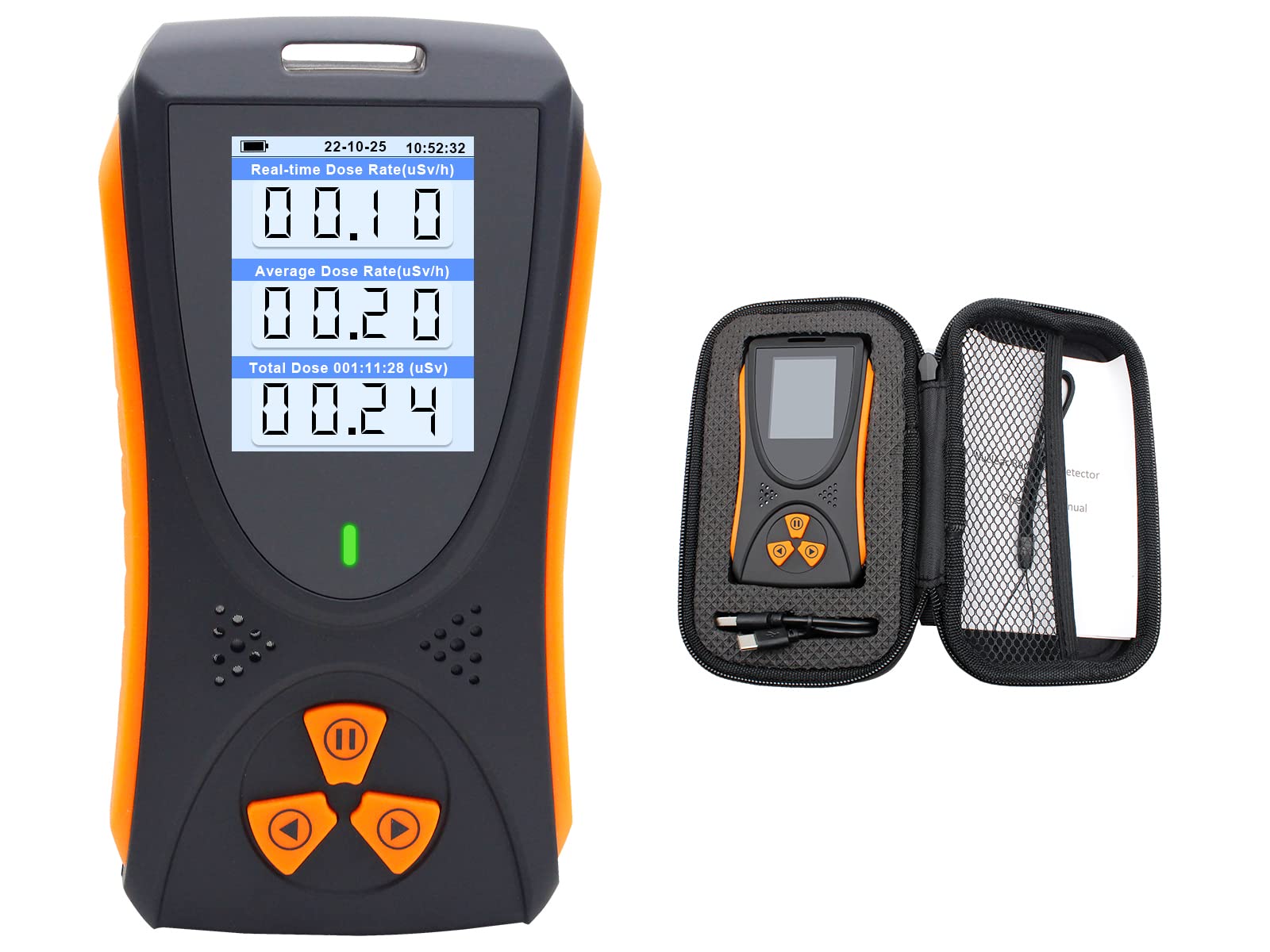 Geiger Counter Nuclear Radiation Detector, Portable High Accuracy Radiation Dosimeter, Handheld Beta Gamma X-ray Radiation Monitor with Backlight LCD Display, Battery Powered