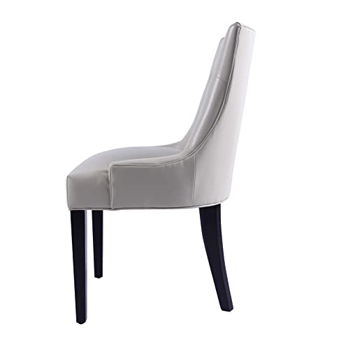 Merax Dining Chair Set of2, Bounded Leather Dinng Chair, Living Room Chairs Set, Kitchen Chair with Wood Legs, Cream