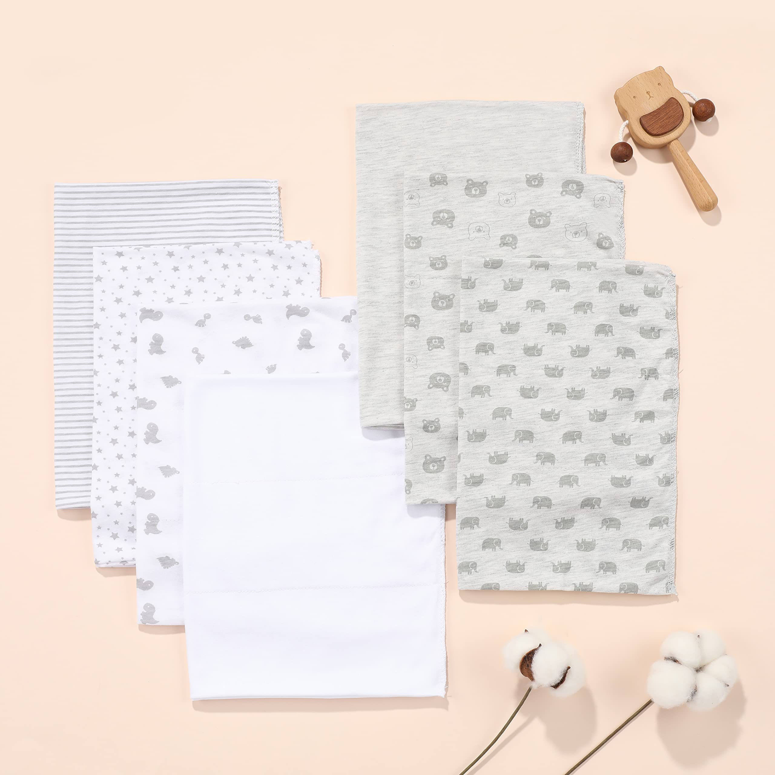 Gelisite 7 Pack Cotton Baby Burp Cloths Extra Absorbent Soft for Baby Boys and Girls