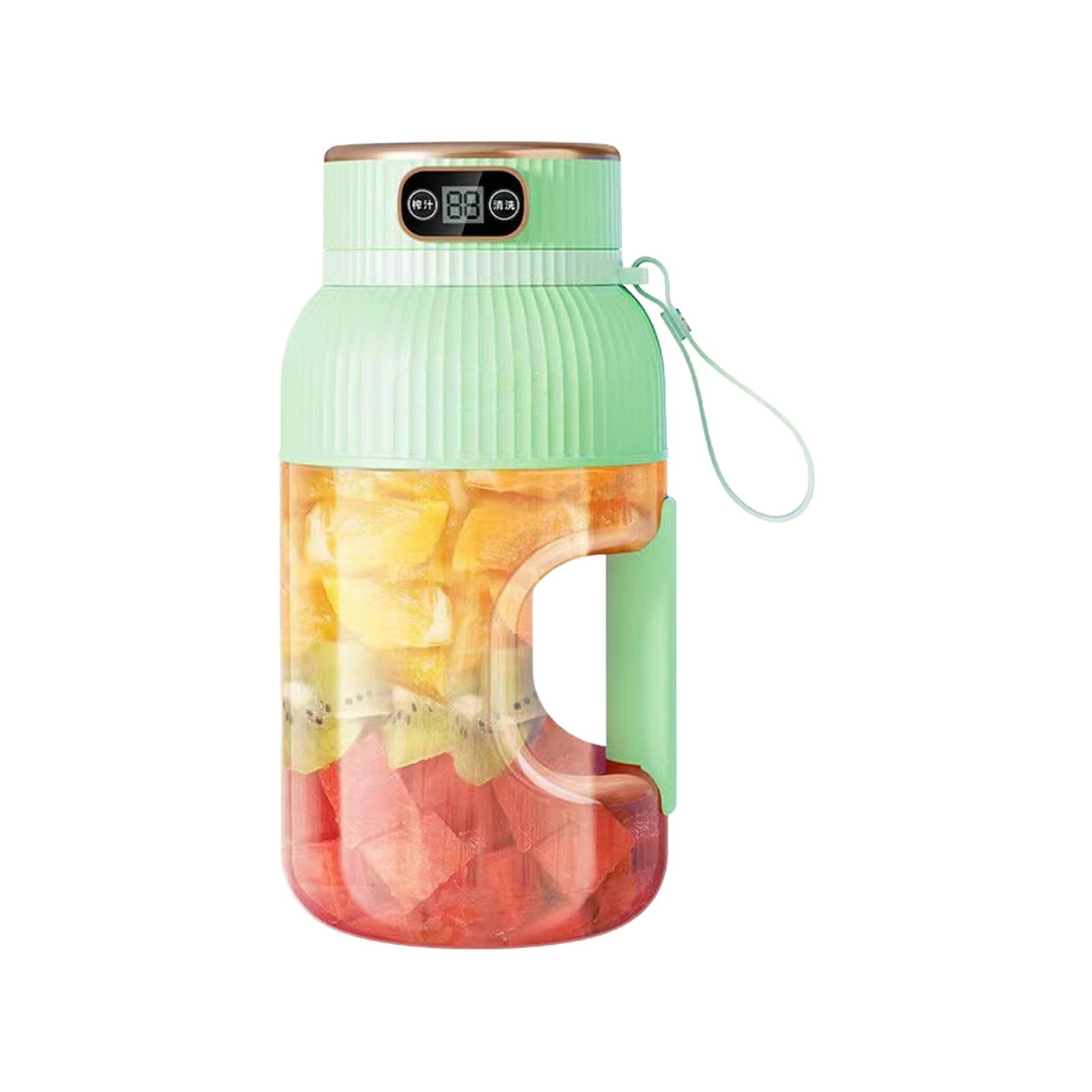 oxcuuka Multifunctional Portable Juicer Cup With Digital Display, Personal Portable Blender Rechargeable for Shakes and Smoothies, Fruits and Veggies - 900ml ﻿ Green single cup with single lid