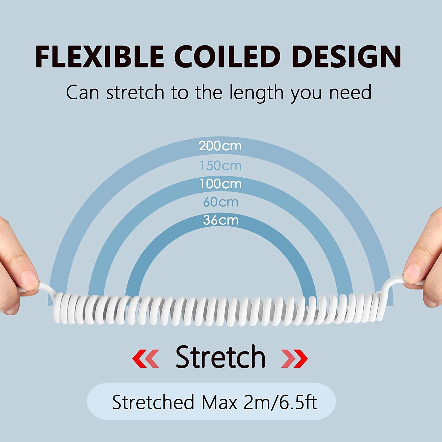 GELRHONR Retractable USB A to USB C Multi Charging Cable,Coiled 5A 3 in 1 Multiple USB C Fast Charging Cord,Compatible with Cell Phones Tablets Android and More （MAX 6.5Ft (White 1 to 3)
