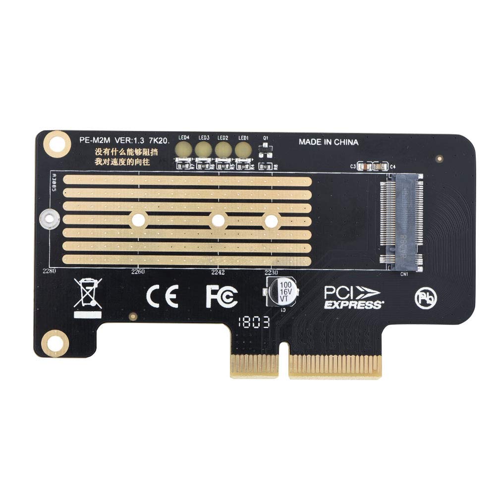 Easy Installation Support M.2 MKey NVME SSD Extender Riser Card SSD to PCI E, Liteon T10 for AData SX8000 Intel 600P