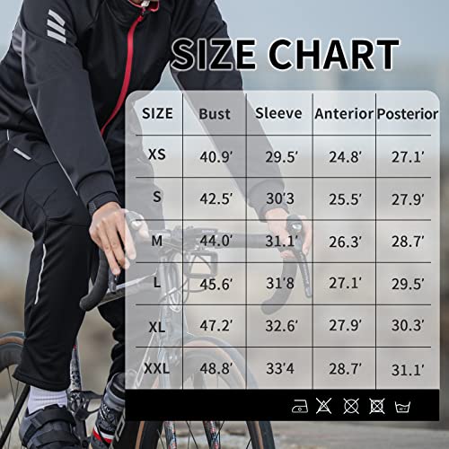 DIFOS Men's Windproof Running Cycling Jackets Windbreaker Thermal Bike Coat with Rear Pocket(L,Black)