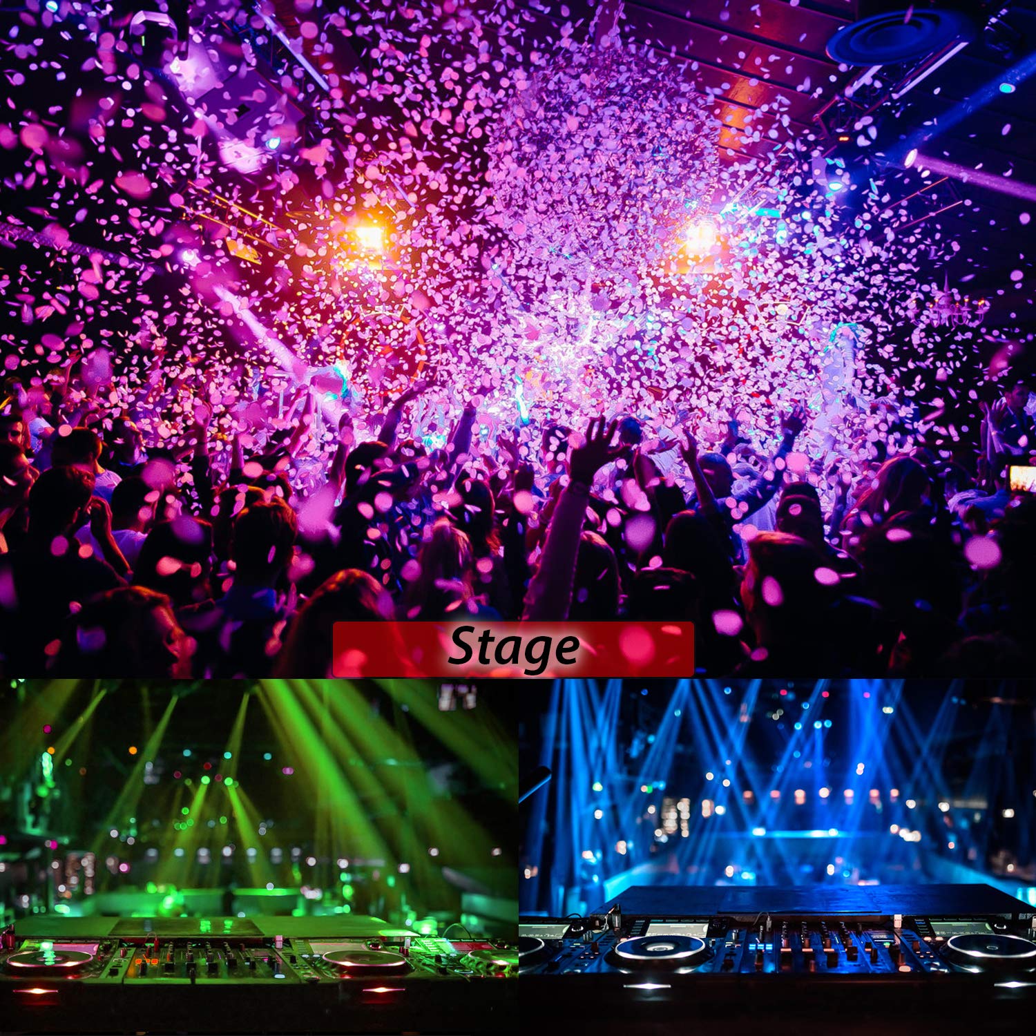 DJ Lights for Parties, BSYUN RGB LED Butterfly Disco DJ Lights with Sound Activated Strobe Effect for Indoor Parties (14 x 15 x 12 inches)