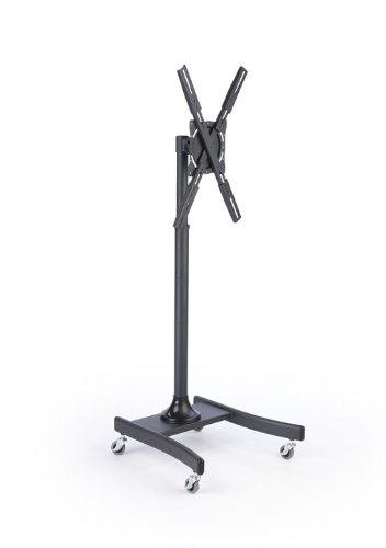 Displays2go TV Stand on Wheels for 32 to 47 Inch HDTV Monitor, Adjustable Height, Tilting, Black (MB842BLK)