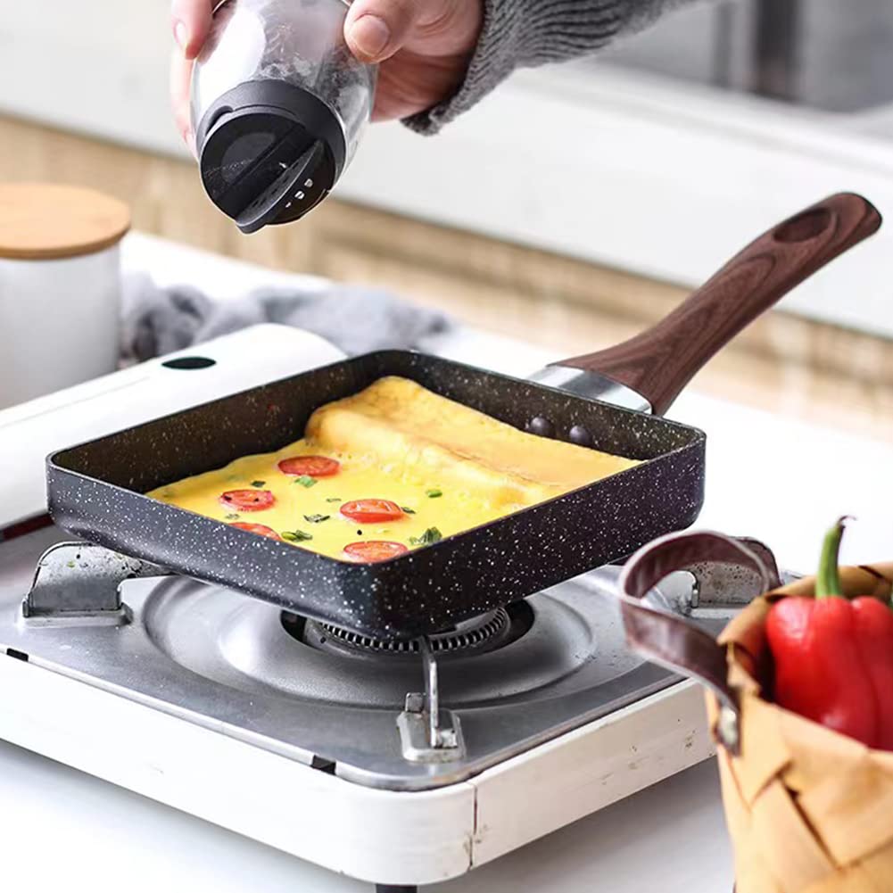 Lchkrep Japanese Omelette Pan-Tamagoyaki Nonstick Pan-Square Pan -Egg Roll Pan-Rectangle Frying Pan-Small Frying Egg Pan, Cooktop Safe, Easy to Clean,6.3 x 7.8 inch (Black)