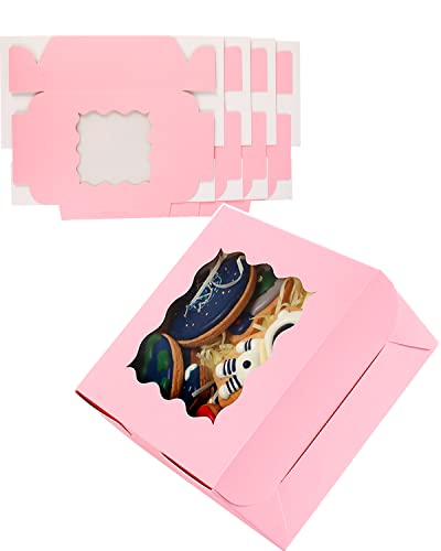 Pink Cookie Boxes with Window 36packs 6x6x3 Pink Bakery Box Pastry Box for Wedding Favor Birthday & Party qiqee