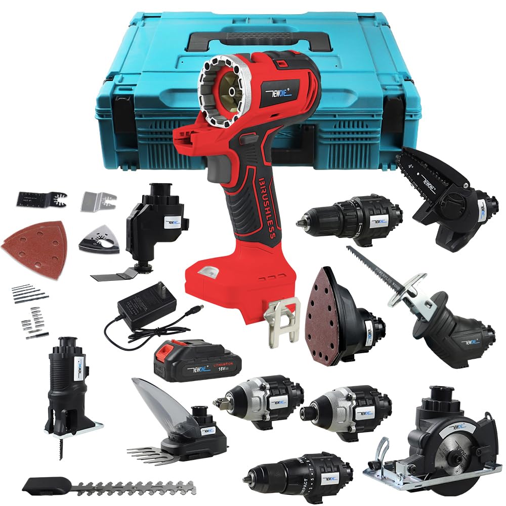 NEWONE 18V MAX MATRIX Drill,12-Tool Set Power Tool Combo Kit, Cordless Tool Set,2 Batteries and One Charger
