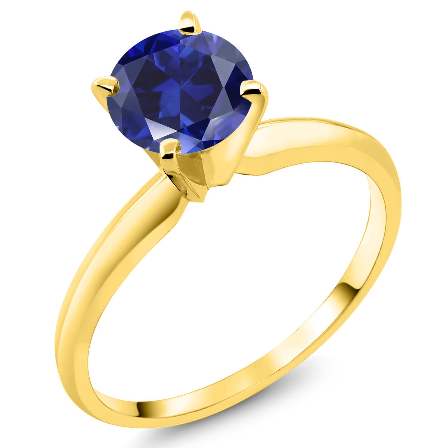 Gem Stone King 14K Yellow Gold 6MM Round Gemstone Birthstone Solitaire Engagement 4-Prong Ring | Wedding Anniversary Promise Gold Ring For Women Available In Size 5, 6, 7, 8, 9