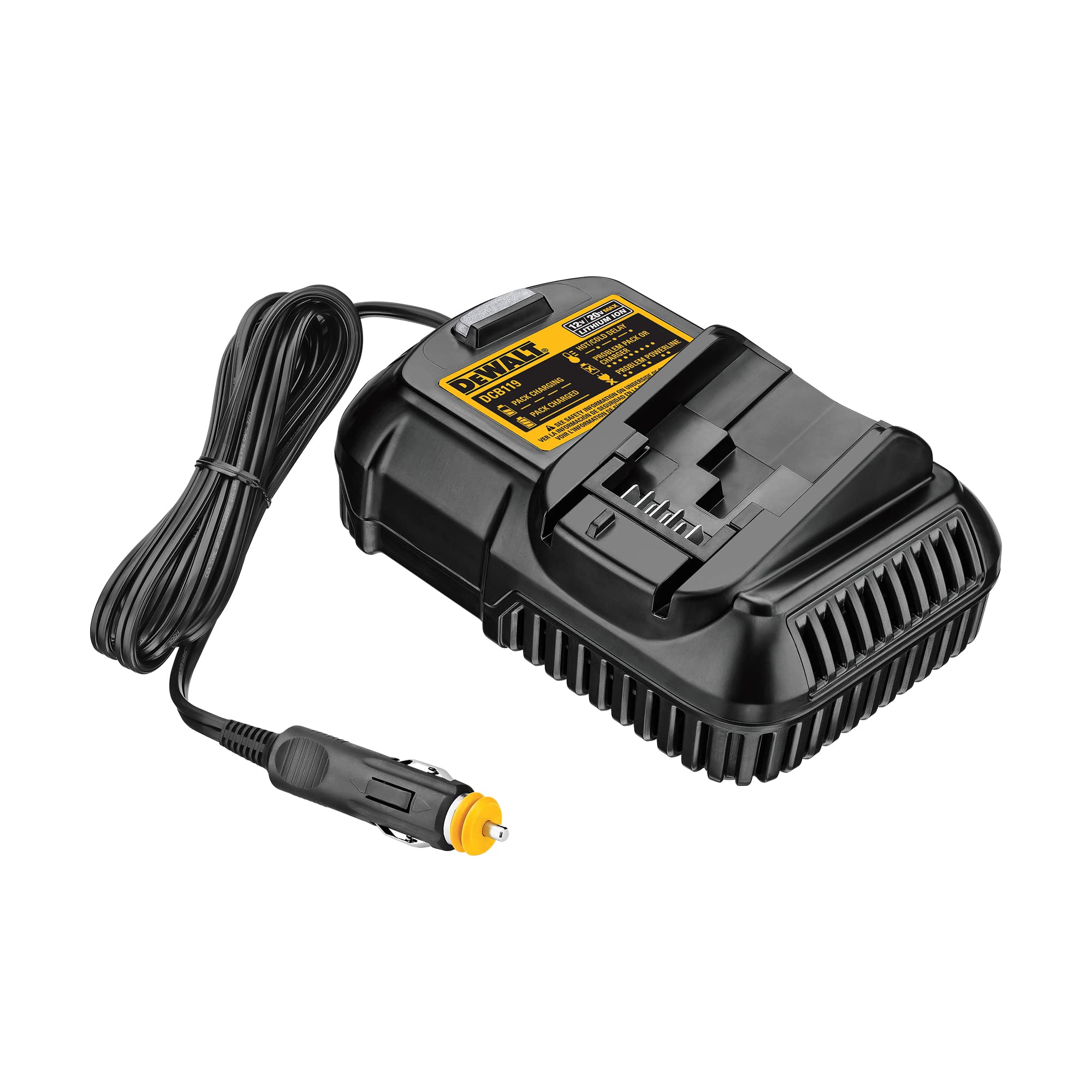 DEWALT 12V/20V MAX Car Battery Charger, Corded Charger for Vehicles, 5.0Ah (DCB119)