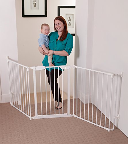 Dreambaby Newport Adapta Baby Gate - Use at Top or Bottom of Stairs - for Straight, Angled or Irregular Shaped Openings (White)