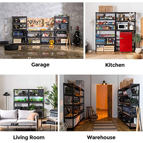 LOOMLO 5-Tier Metal Shelving Unit Adjustable Garage Storage Utility Rack , Heavy Duty Shelves Organization, Easy to Assemble, Highly Adjustable Shelf