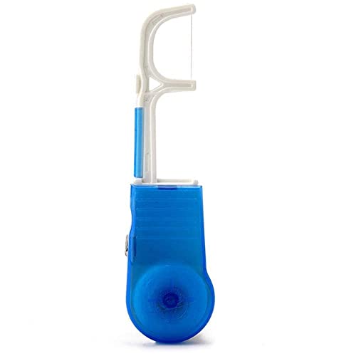 Koouood Re-usable Dental Floss Holder,Reusable, 30 Meters Long Dental Floss, Easy to Carry, Blue, 4.33x0.63x1.1 Inch