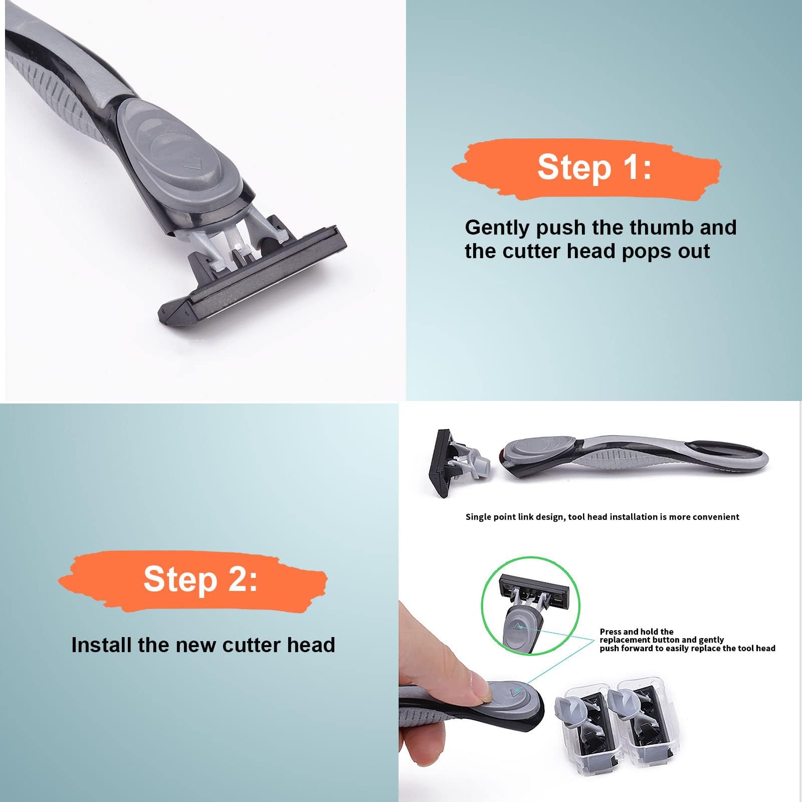 Disposable Razors for Men,5-Blade Shaving Kit for Men Designed for Sensitive Skin,Face Razors for Women includes 8 Razor Blade Refills (Black)