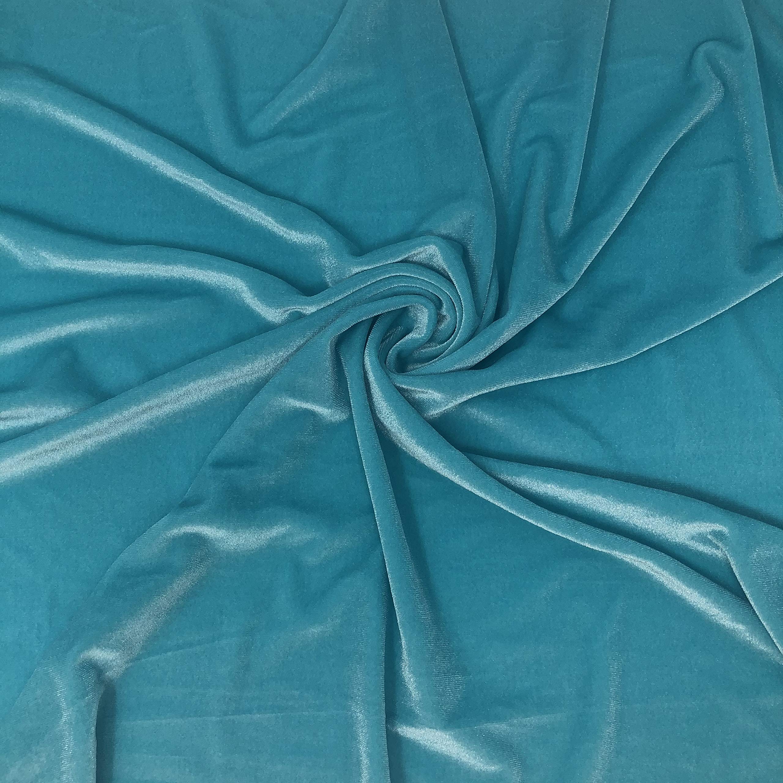 Stretch Velvet Solid by Elotex International Fabric (Turquoise Aqua)